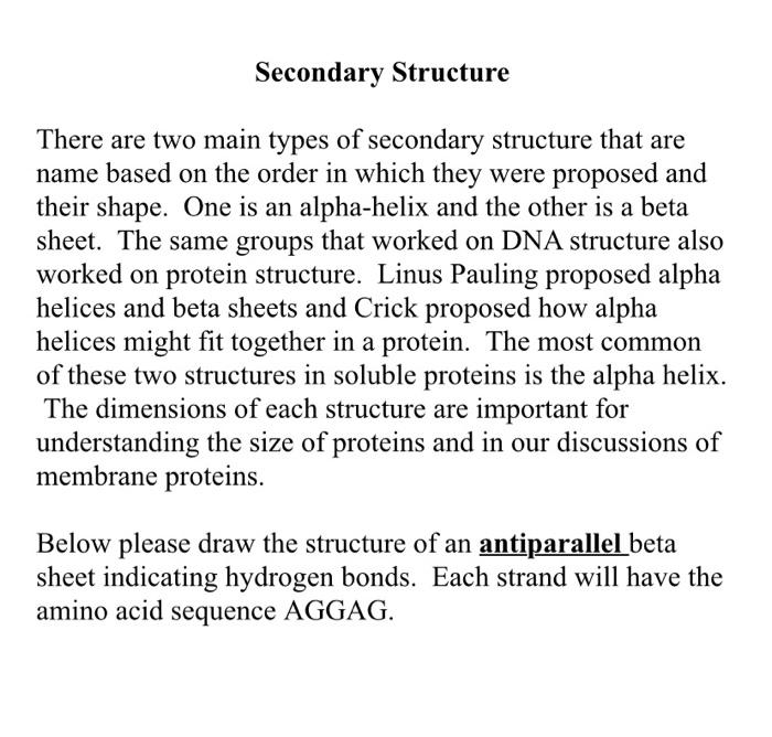 Solved Secondary Structure There are two main types of | Chegg.com