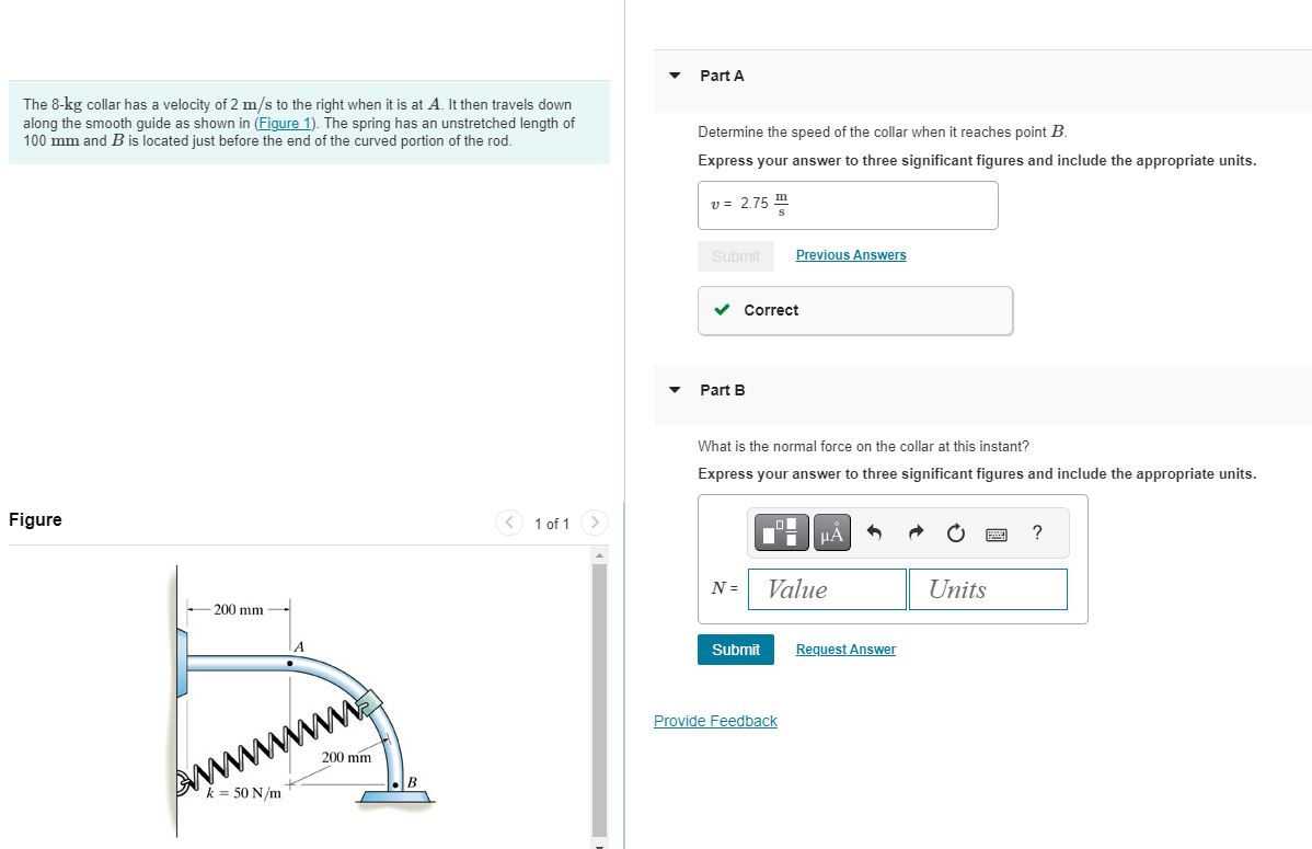 Solved The 8-kg ﻿collar has a velocity of 2ms ﻿to the right | Chegg.com