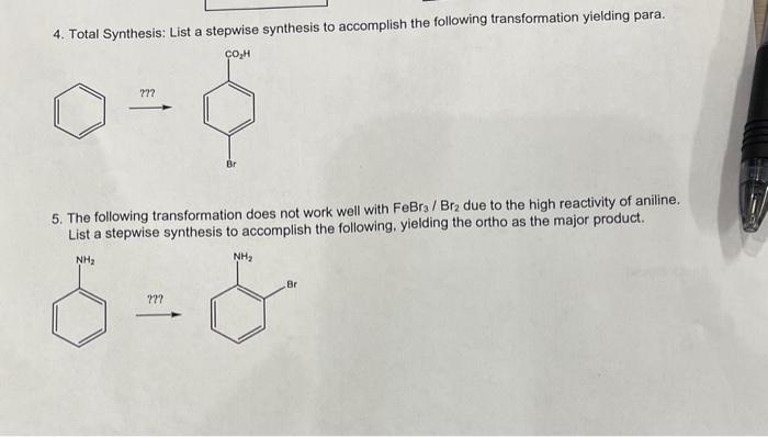 Solved 4. Total Synthesis: List a stepwise synthesis to | Chegg.com