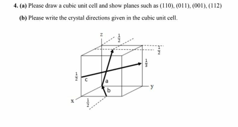 Solved (a) ﻿Please draw a cubic unit cell and show planes | Chegg.com