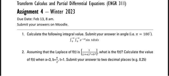 Solved Transform Calculus and Partial Differential Equations | Chegg.com