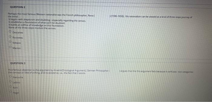 Solved QUESTION 2 (1596-1650). His rationalism can be viewed | Chegg.com