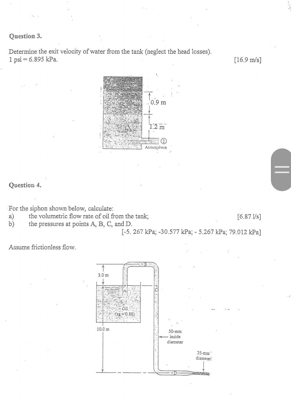 Determine the exit velocity of water from the tank | Chegg.com