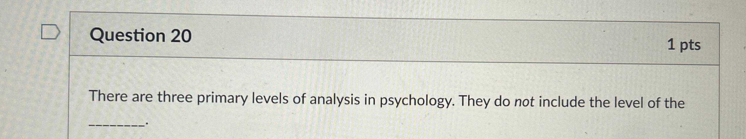 Solved There are three primary levels of analysis in | Chegg.com