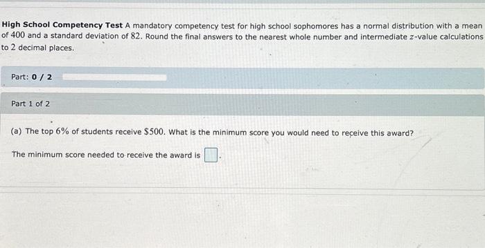 Solved High School Competency Test A mandatory competency | Chegg.com
