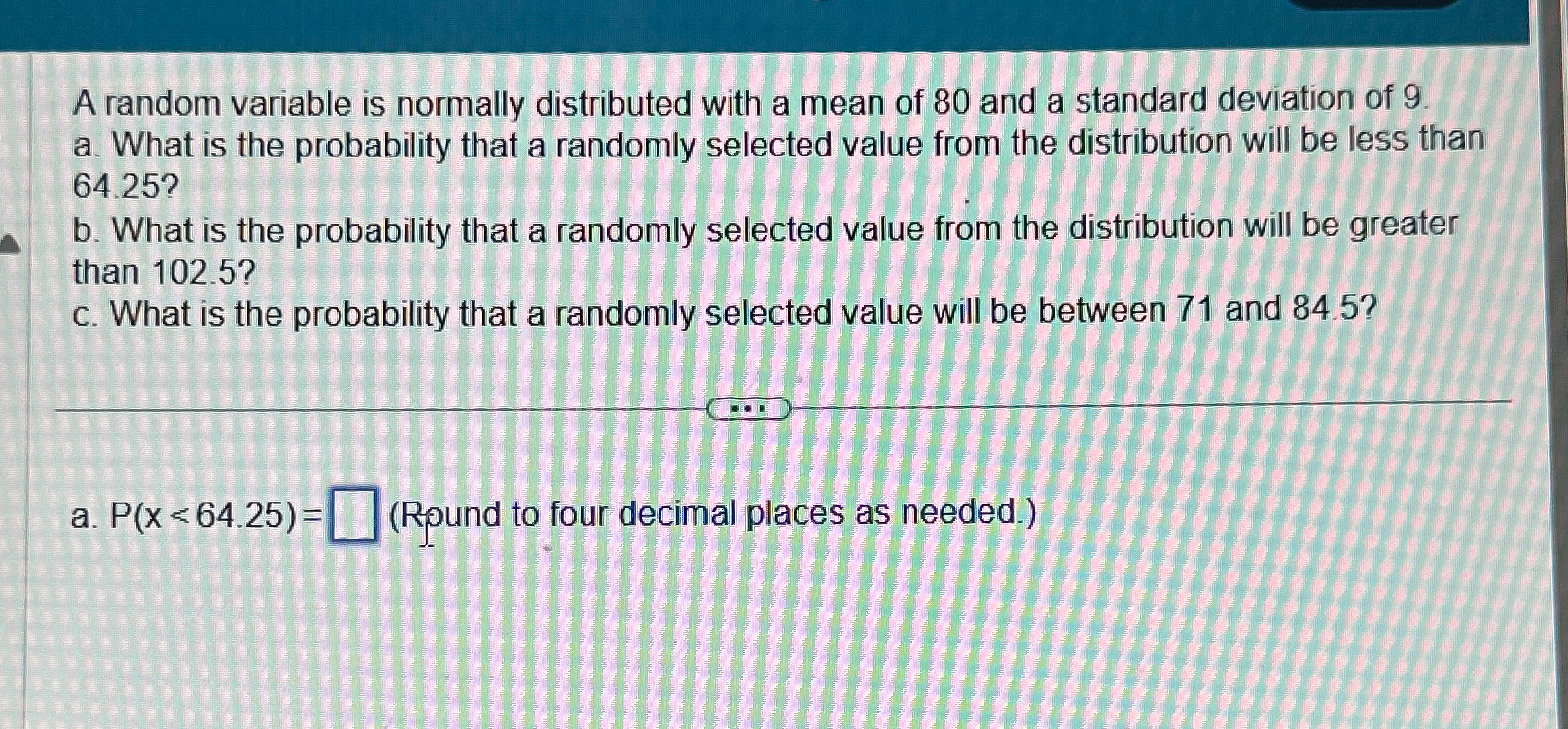 Solved A random variable is normally distributed with a mean | Chegg.com