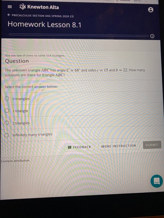 Solved = Knewton Alta + PRECALCULUS SECTION 04G SPRING 2020 | Chegg.com