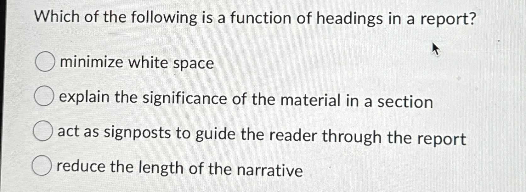 Solved Which of the following is a function of headings in a | Chegg.com