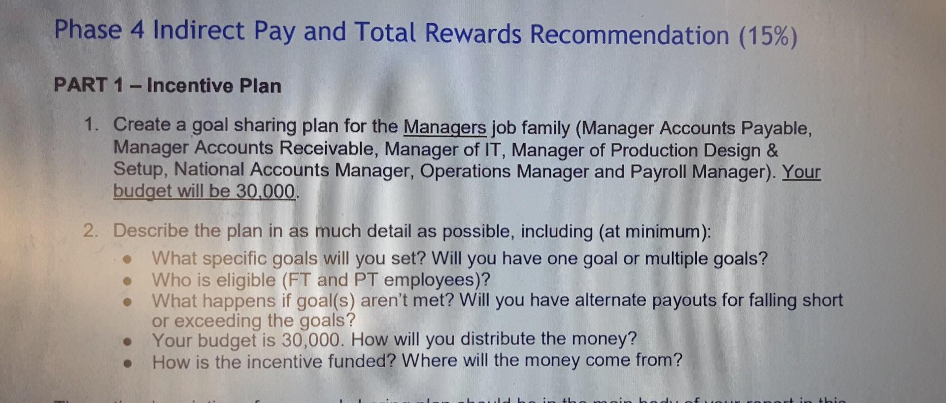 Solved Phase 4 Indirect Pay and Total Rewards Recommendation | Chegg.com