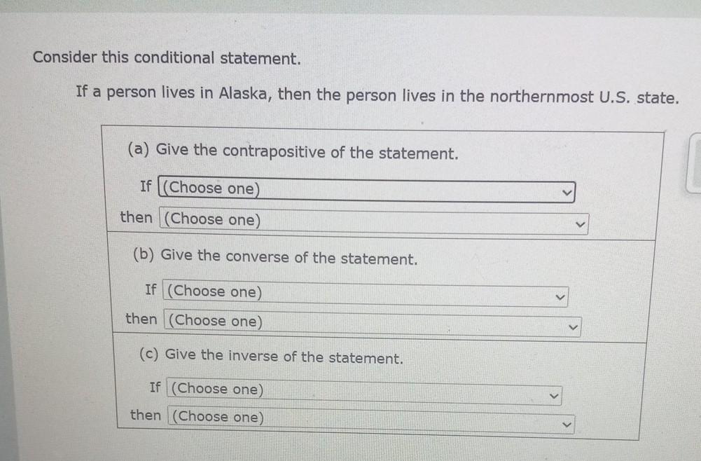 Solved Consider this conditional statement. If a person | Chegg.com