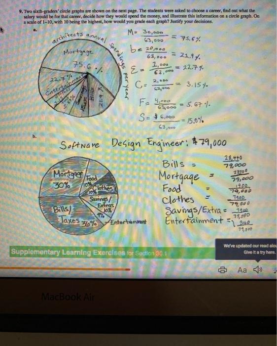 Solved seorangs per year 9. Two sixth-graders'circle graphs | Chegg.com