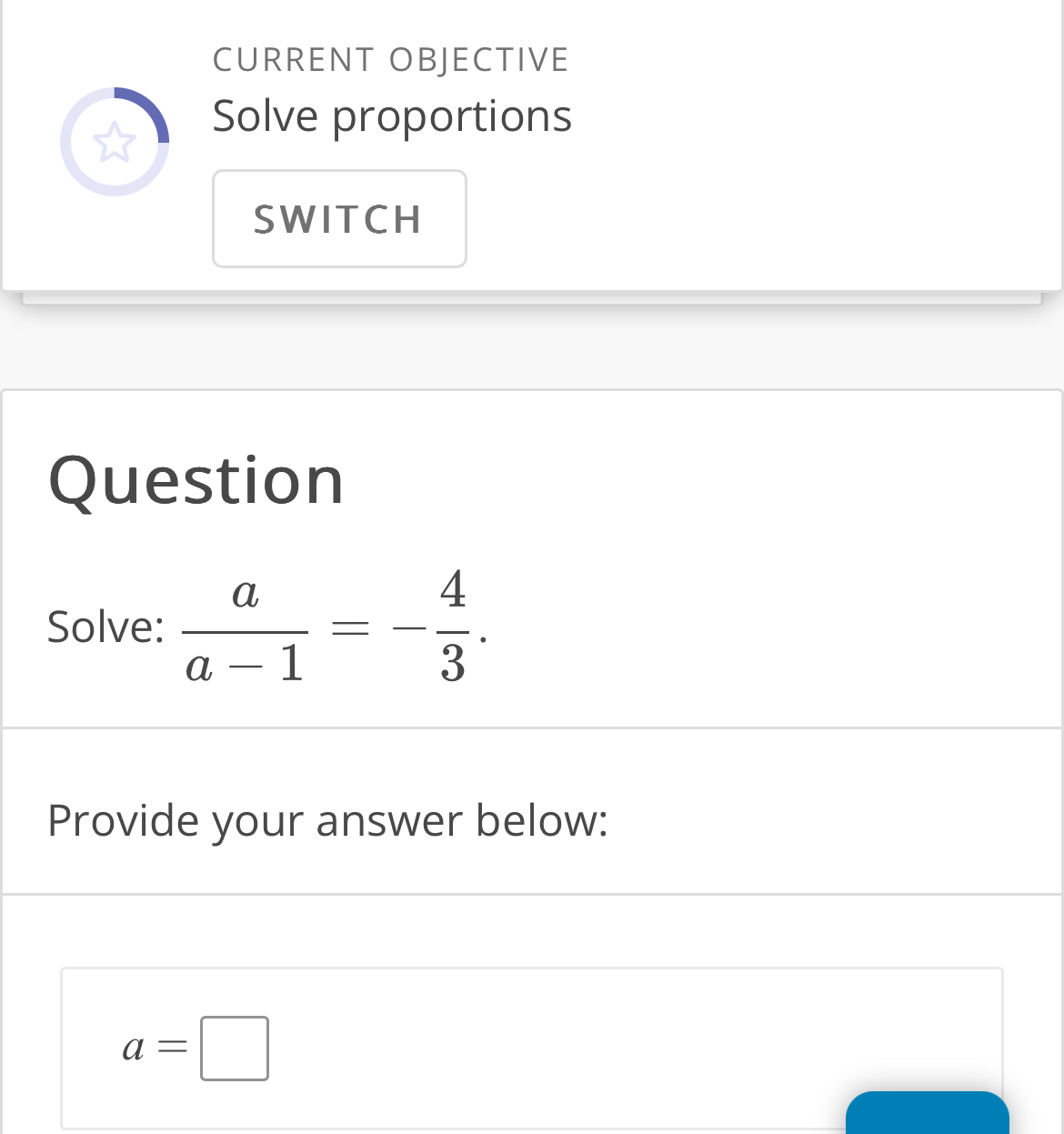 Solved CURRENT OBJECTIVE Solve proportionsQuestionSolve: | Chegg.com