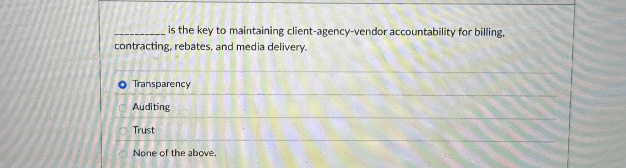 Solved is the key to maintaining client-agency-vendor | Chegg.com