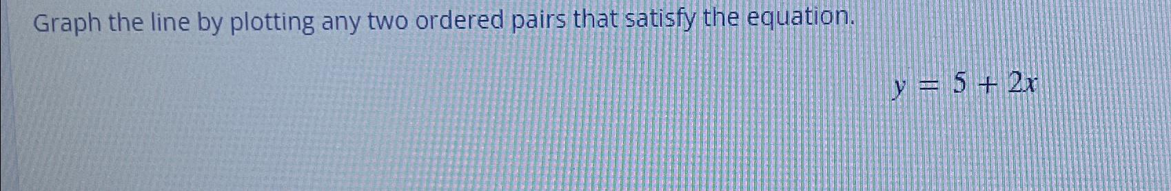 Solved Graph the line by plotting any two ordered pairs that | Chegg.com