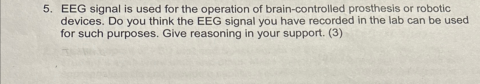 Solved EEG signal is used for the operation of | Chegg.com