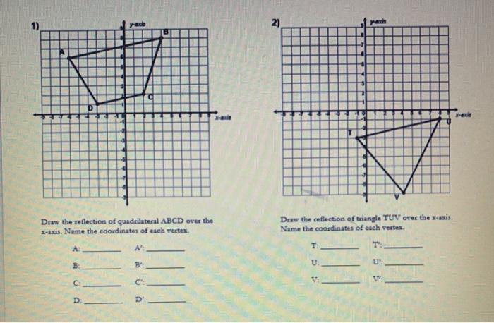 Solved 1) 2) Draw the reflection of quadrilateral ABCD over | Chegg.com