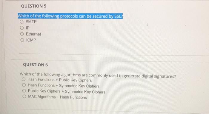 Solved Which of the following protocols can be secured by | Chegg.com