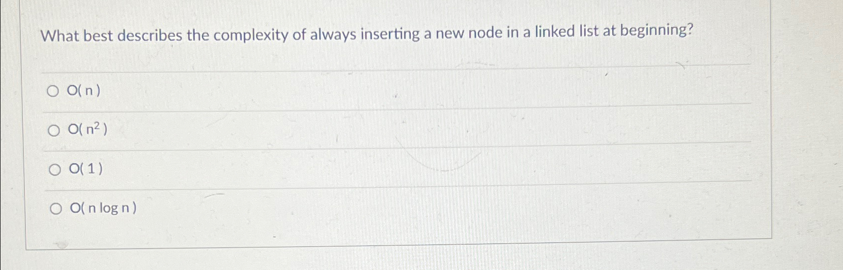 Solved What best describes the complexity of always | Chegg.com