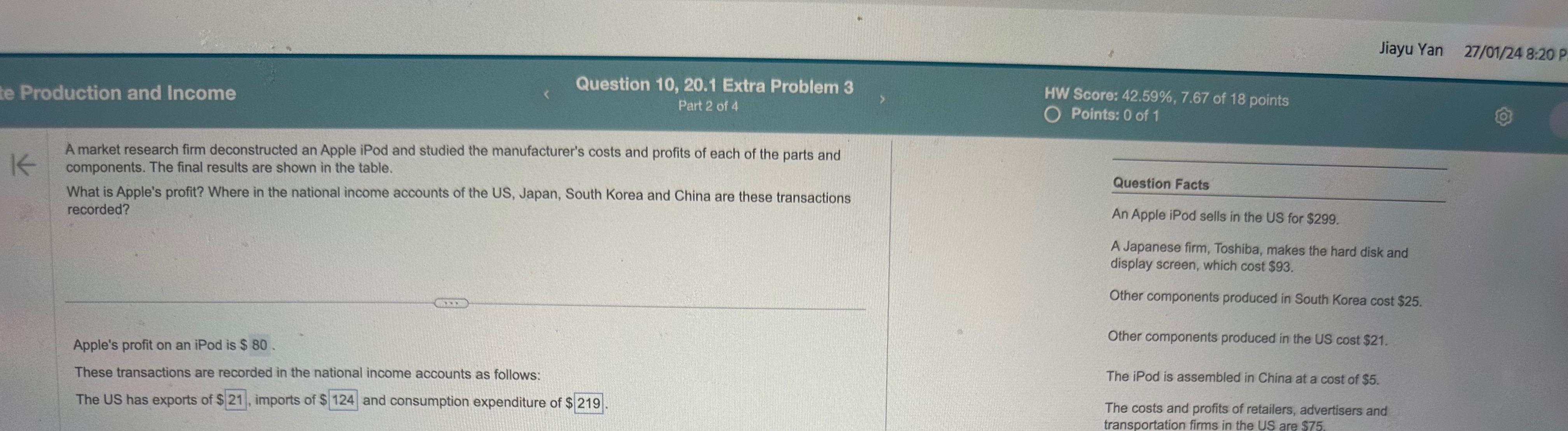 Solved e Production and IncomeQuestion 10, 20.1 ﻿Extra | Chegg.com