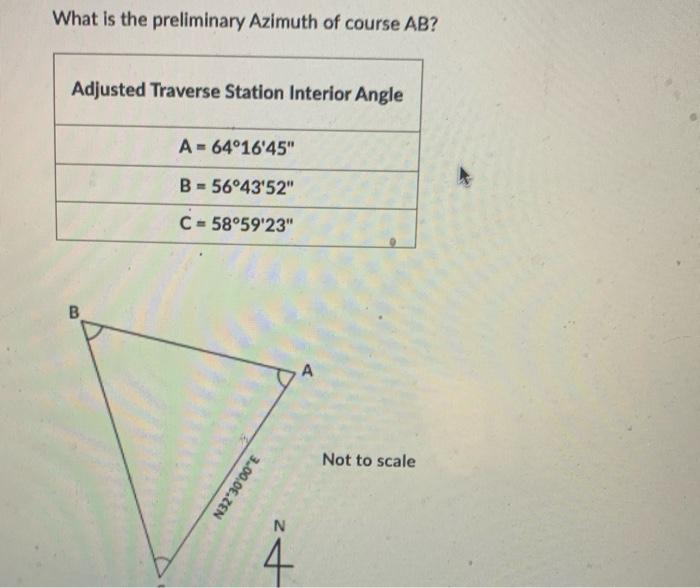 Solved What is the preliminary Azimuth of course AB? | Chegg.com