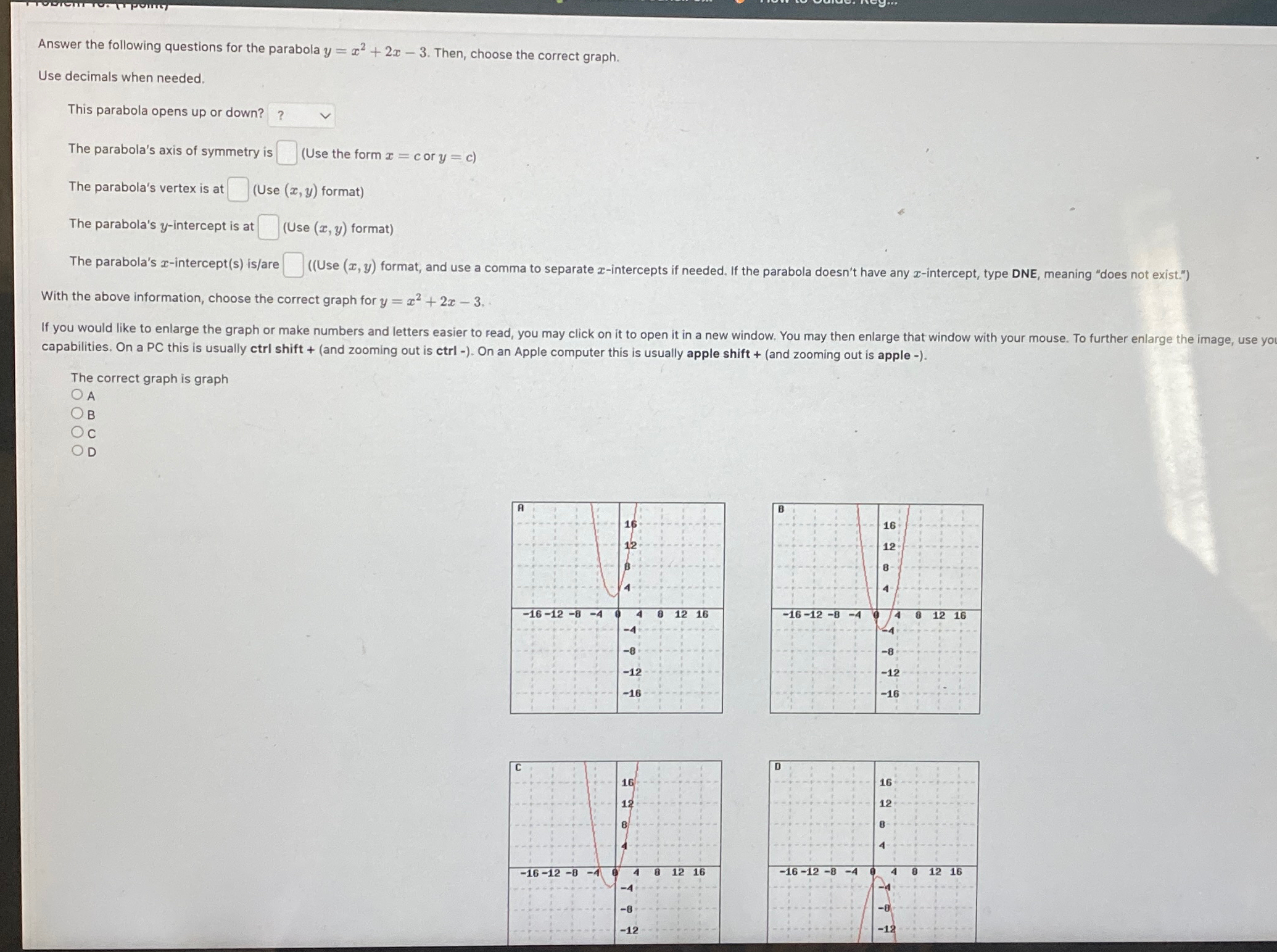 Solved Answer the following questions for the parabola | Chegg.com