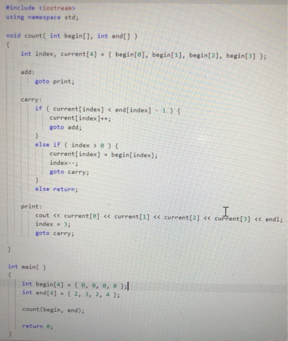 Solved #include using namespace std; void count( int | Chegg.com