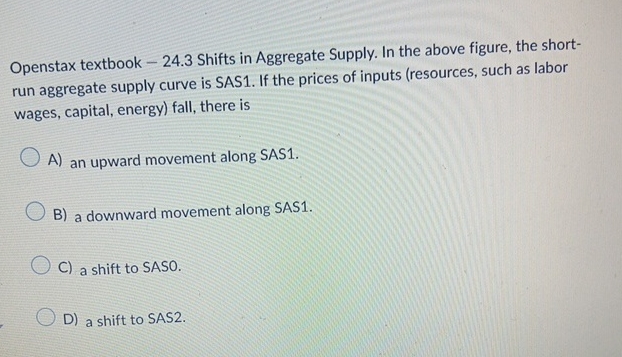 Solved Openstax textbook - 24.3 ﻿Shifts in Aggregate Supply. | Chegg.com
