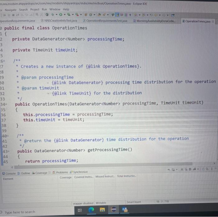 Solved public final class operationtimes \{ private | Chegg.com