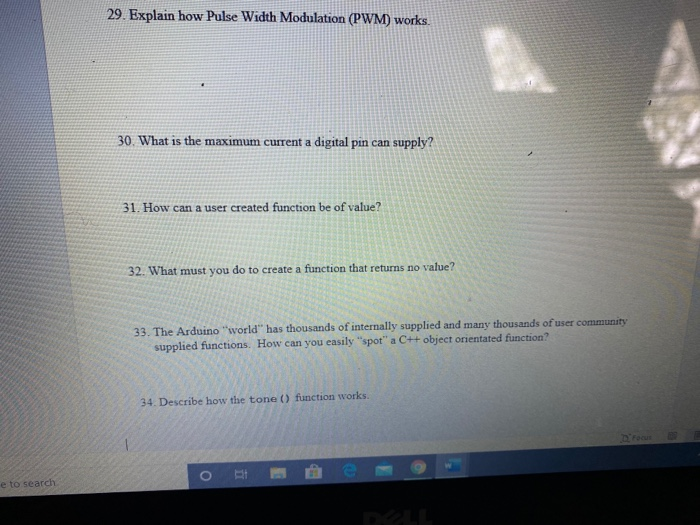 Solved 29. Explain how Pulse Width Modulation (PWM) works. | Chegg.com