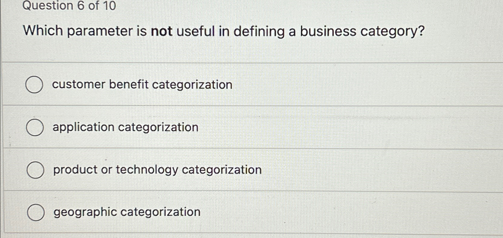 Solved Question 6 ﻿of 10Which parameter is not useful in | Chegg.com