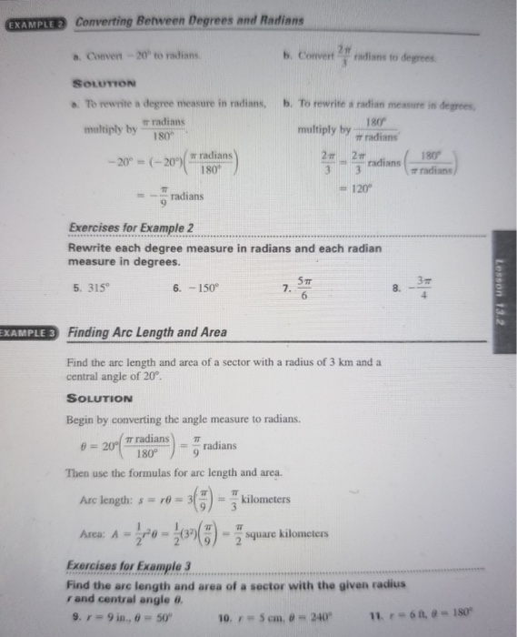 Solved EXAMPLE Converting Between Degrees and Radians | Chegg.com