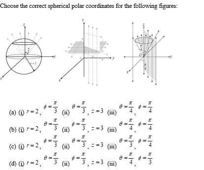 Solved Choose the correct spherical polar coordinates for | Chegg.com