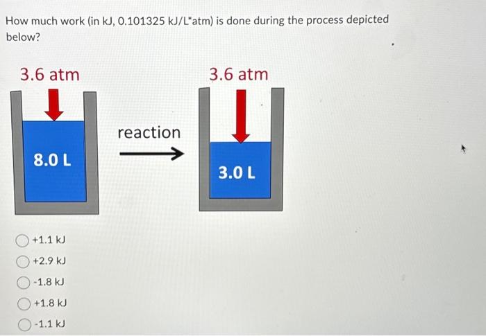 Solved How much work (in kJ,0.101325 kJ/L∗ atm ) is done | Chegg.com