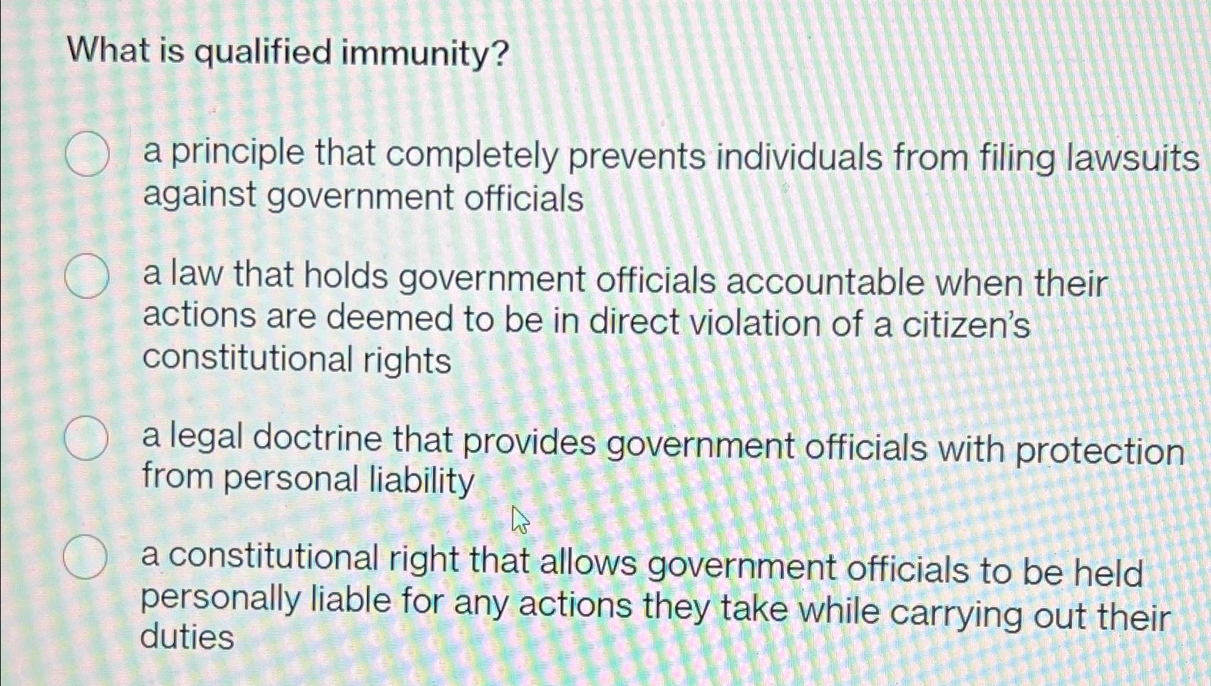 Solved What is qualified immunity?a principle that | Chegg.com
