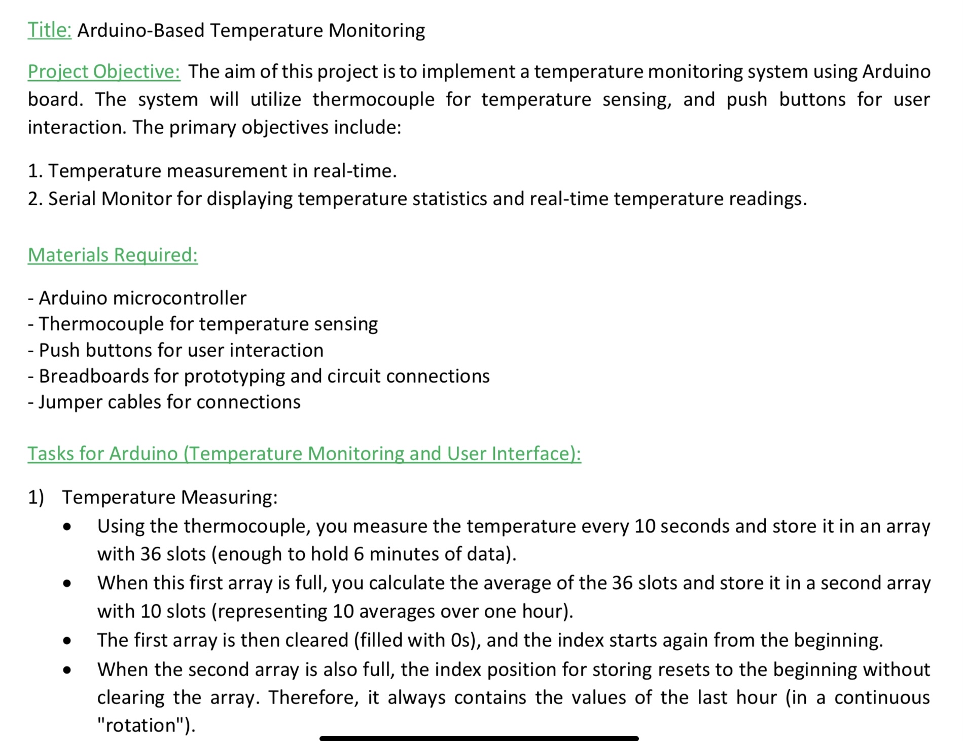 Solved Title: Arduino-Based Temperature MonitoringProject | Chegg.com