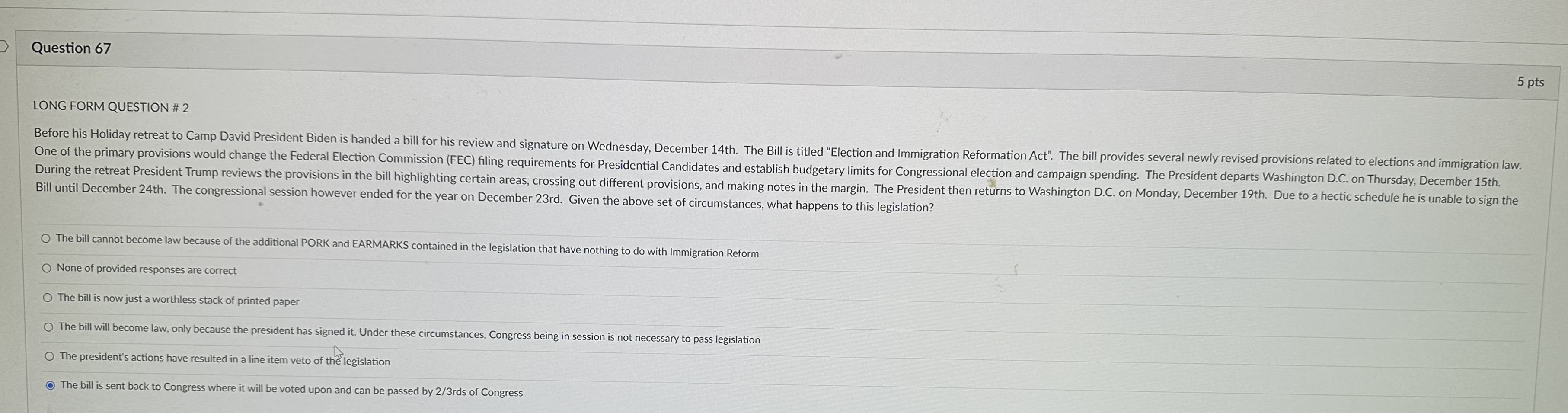 Solved answer isn't from the choices LONG FORM QUESTION # | Chegg.com