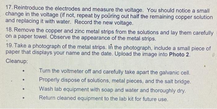 Solved Electrochemical Cells Results Data Table 1: | Chegg.com