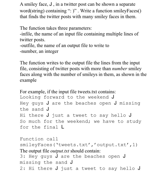 Solved A smiley face, J, in a twitter post can be shown a | Chegg.com