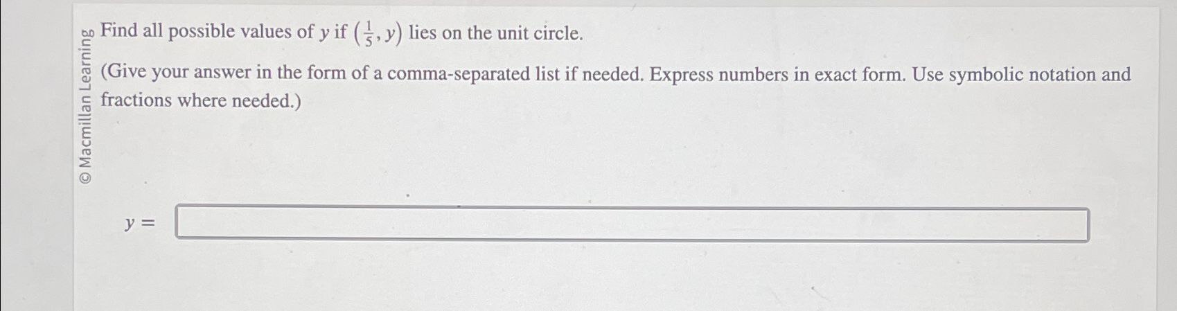 Solved Find all possible values of y ﻿if (15,y) ﻿lies on the | Chegg.com