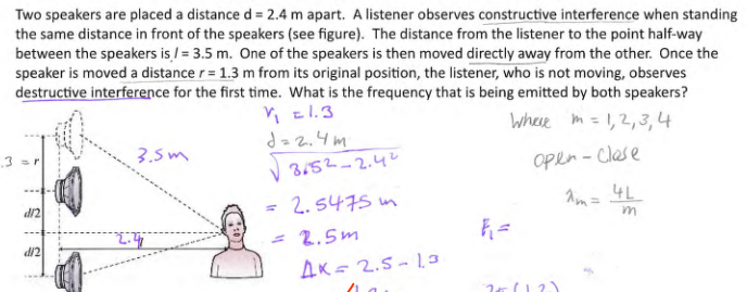 Solved Two speakers are placed a distance d=2.4m ﻿apart. A | Chegg.com