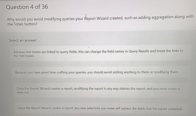 Solved Question 4 of 36Why would you avoid modifying | Chegg.com Solved Question 4 of 36Why would you avoid modifying | Chegg.com