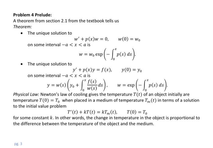 Solved Problem 4: a. Use the above theorem and Newton's law | Chegg.com