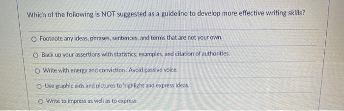 Solved Which of the following is NOT suggested as a | Chegg.com