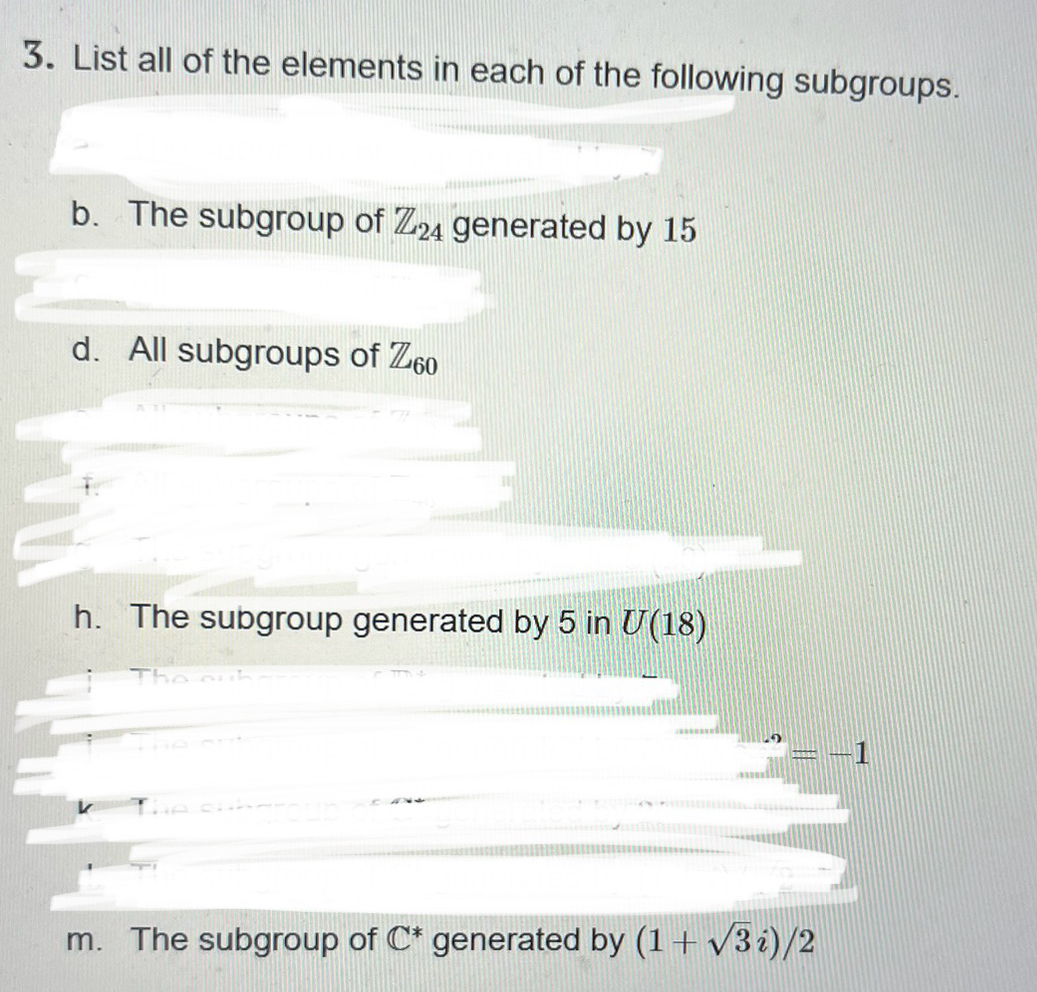 Solved List all of the elements in each of the following | Chegg.com