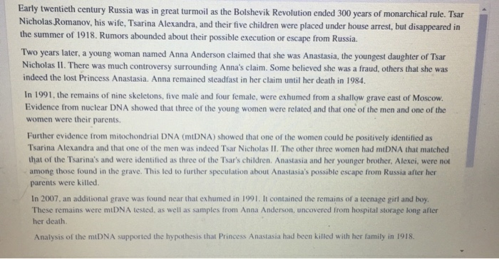 Solved: Early Twentieth Century Russia Was In Great Turmoi... | Chegg.com