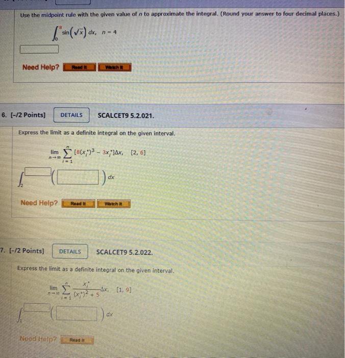 Solved Use the midpoint rule with the given value of n to | Chegg.com