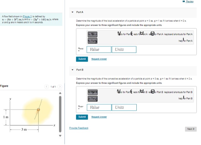Solved A flow field shown in (Eigure 1) ﻿is defined | Chegg.com