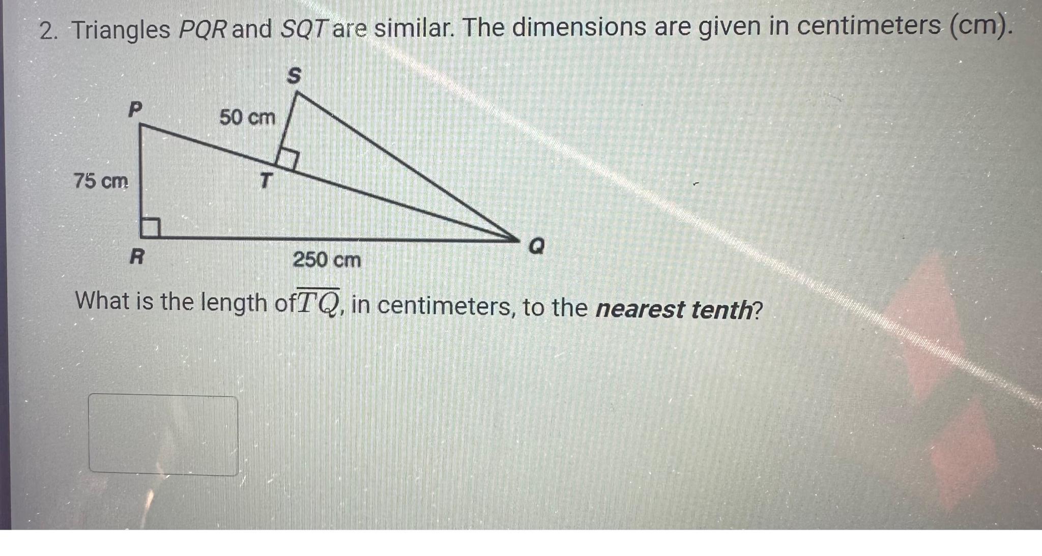 Solved Triangles PQR ﻿and SQT ﻿are similar. The dimensions | Chegg.com