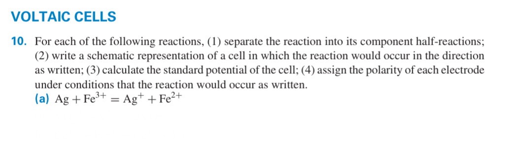 Solved VOLTAIC CELLSFor each of the following reactions, (1) | Chegg.com