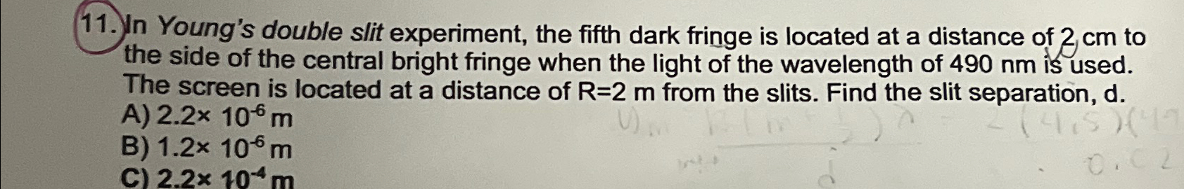 Solved In Young's double slit experiment, the fifth dark | Chegg.com